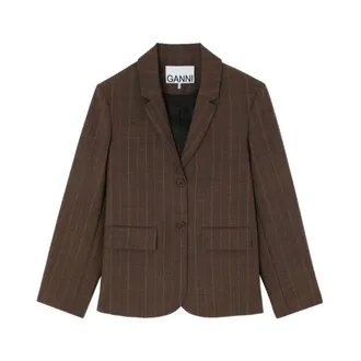 Ganni Femme, Vestes, Brun, Taille: 38 FR Blazer en soie et nylon