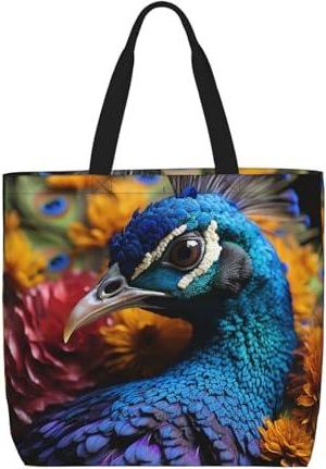 Generic T&ecirc;te De Paon Sac Cabas Pliable Sacs De Courses L&eacute;ger Sac &Agrave; Bandouli&egrave;re Pour Gym Quotidienne Shopping