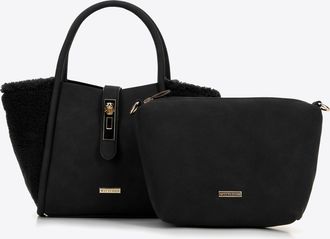 Wittchen Damenkoffer aus schwarzem &Ouml;ko-Leder und Fell