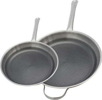 ELO 9349850 Pfannen-Set, 24 und 32 cm, aus Edelstahl 18-10, ohne PFAS, Antihaftbeschichtung, Induktion, Mineralische Antihaftbeschichtung, ohne PFAS, Edel