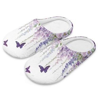 Coloranimal Pantoufles de spa pour femme - Pour chambre dh&ocirc;tes, maison - Bout ferm&eacute; - R&eacute;utilisable - Sandales dh&ocirc;tel, Papillon Lavande, 35.5/36.5 EU
