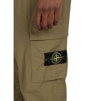 Stone Island Pantalon cargo &agrave; taille et cheville &eacute;lastiqu&eacute;es en coton m&eacute;lang&eacute;