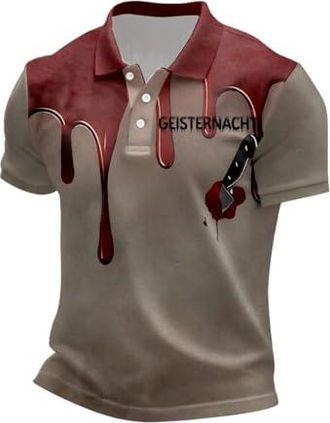 Generic Lot de 4 chemises de bowling intelligentes dHalloween pour hommes - Chemises de bowling pour hommes &agrave; manches courtes et camping, Rouge 4, L