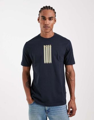 Boss Orange by Hugo Boss HUGO BOSS - Regular-Fit-T-Shirt in Dunkelblau mit Grafik