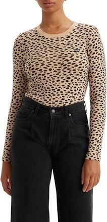 Levi's Femme Long-Sleeve Baby Tee, New Stella Leopard Almond Buff, XS