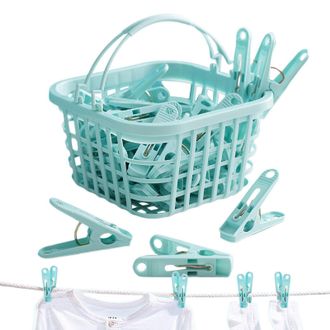 Generico W&auml;scheklammern f&uuml;r die W&auml;sche, 30 St&uuml;ck, geeignet f&uuml;r Unterw&auml;sche, winddicht, mit Korb, zur Aufbewahrung, kleine Clips f&uuml;r den Innenbereich