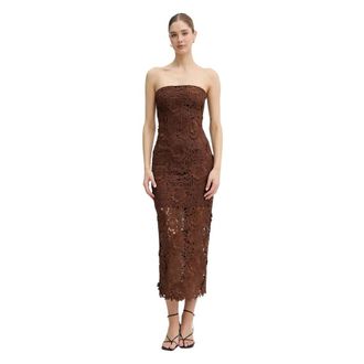 Rotate Floral Lace Maxi Dress - - Dresses - Damen - Braun - M