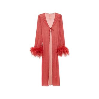 Os&eacute;ree Feather-trim Beach Cover-up