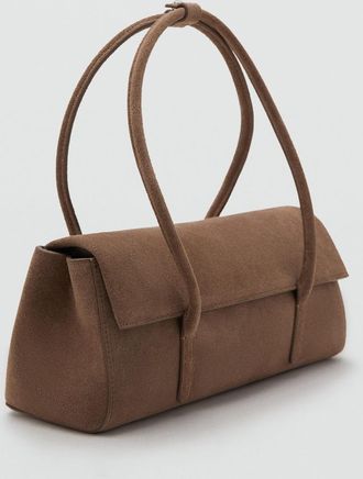 Mango Schultertasche aus Rauleder mittelbraun - Damen - Einheitsgr&ouml;&szlig;e - MANGO