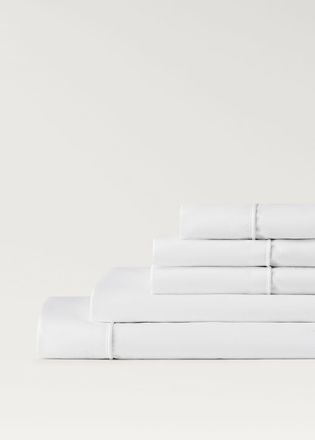 Mango Drap plat coton percale 500 fils d&eacute;tail arrondi lit 135/140 cm blanc - Home - Lit 135/140 cm - MANGO HOME