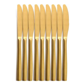 Comas 10er SET COMAS 6096 Tafelmesser BARCELONA GOLD Edelstahl 18/10 / PVD-Beschichtung/Gold-Finish
