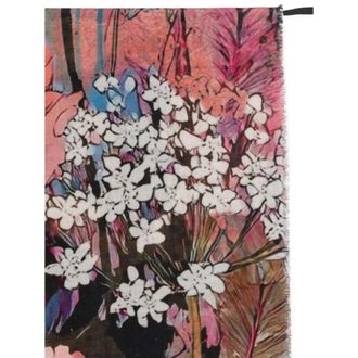 D'Aniello Floral and Leopard Print Modal-Cashmere Scarf - Pink