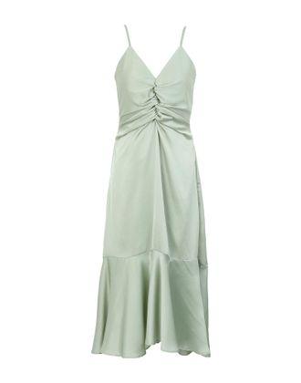 8 by YOOX SATIN RUFFLE SLIP MIDI DRESS