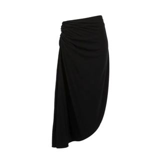 Twinset Femme, Jupes, Noir, Taille: 40 FR Gathered Slit Midi Skirt