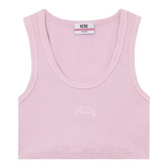 GCDS Mini Ripp-Top mit Lounge Logo - - Tops - Damen - Rosa - XS