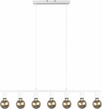 ETC Shop Etc-shop - Pendelleuchte Hängelampe 7-flammig E27 Wohnzimmer Esstisch Pendellampe Höhenverstellbar 7 flammig, Metall weiß matt, 7x E27, LxBxH