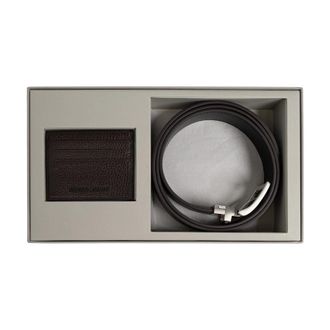 Emporio Armani Lederg&uuml;rtel- und Kartenetui-Set - - Accessories - Herren - Braun - ONE SIZE