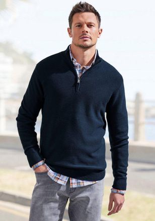 Le Jogger Troyer Pullover mit Stehkragen und Rei&szlig;verschluss