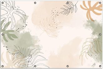 Wallario Outdoor-Poster f&uuml;r Garten oder Balkon Botanisches Aquarell, Motivbanner Gr&ouml;&szlig;e: ca. 100 x 150 cm, Outdoor-Bild