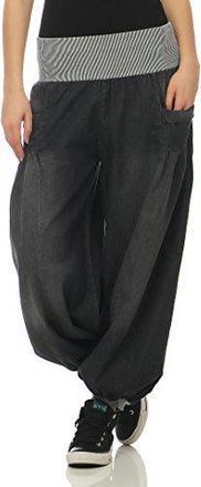 Malito more than fashion Malito Denim Pantalon Bouffant Pantalon en Style Aladin 6258 Femme Taille Unique (Gris)