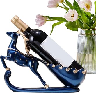 Generic Hirsch Weinflaschenhalter Hirsch Weinflaschenhalter - Hirsch zieht einen Wagen Figuren Einzelner Flaschenhalter - Einzigartiger Harz-Weinst&auml;nder f&uuml;r D