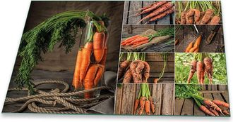 Decorwelt | Herdabdeckplatte 80x52 cm 1-Teilig Gemüse Orange Ceranfeldabdeckung Universal Spritzschutz Glas Deko Elektroherd Induktion für Kochplatten Herdschut