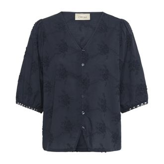 Cream Femme, Blouses et Chemises, Bleu, Taille: 40 FR Chemisier Navy Blazer avec Détails Brodés