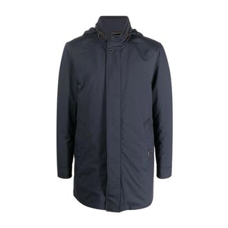 Moorer Navy Blauer Woll Daunenmantel - - Coats - Herren - Blau - L