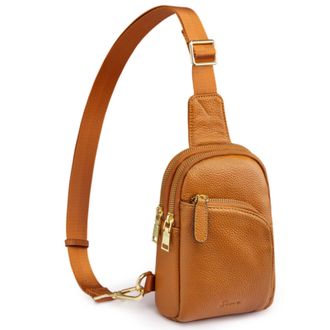 S-Zone Damen Echtes Leder Brust Umhängetasche RFID-Blockierung Kleine Brusttasche Unisex Sling Bag