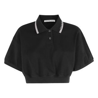 Alexander Wang Relaxed Cropped Cinched Polo - - Tops - Damen - Schwarzk - XS
