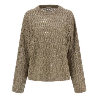 Brunello Cucinelli Open-Knit Pullover - - Knitwear - Damen - Braun - L