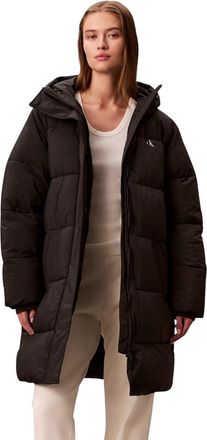 Calvin Klein Damen Daunenmantel Belted Midweight Long mit Tailleng&uuml;rtel, Schwarz (Black), XS