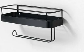 Aqa Metallregal mit K&uuml;chenrollenhalter Toon - Schwarz