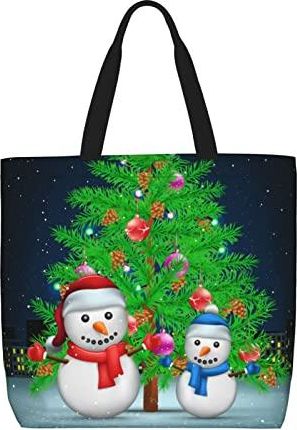 Generic Sac De Courses Sapin De No&euml;l Bonhomme De Neige Sac De Shopping R&eacute;utilisable De Grande Capacit&eacute; Sacs En Toile &Eacute;paule, Pour Filles, &Eacute;cole, Tous Les Jour