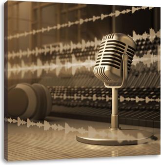 Pixxprint Musikstudio, Größe: 60x60, Leinwandbild Quadratisch, Wandbild, Kunstdruck, fertig bespannt