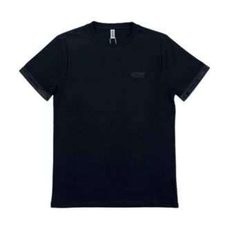 Moschino Homme, Tops, Noir, Taille: XS T-shirt Logo en Relief