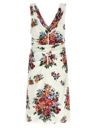 Dolce & Gabbana Womens White Viscose Midi Dress