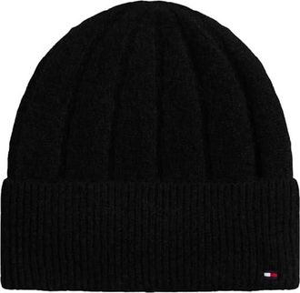 Tommy Hilfiger Bonnet Femme Flag Fluffy Beanie, Noir (Black), Taille Unique