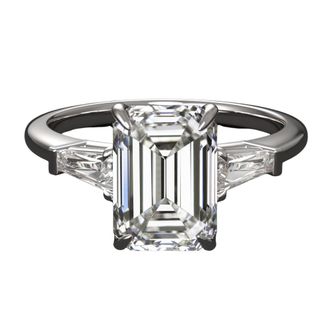 Verde 2CT Lab Grown Emerald Cut/ Tapered Baguette Ring