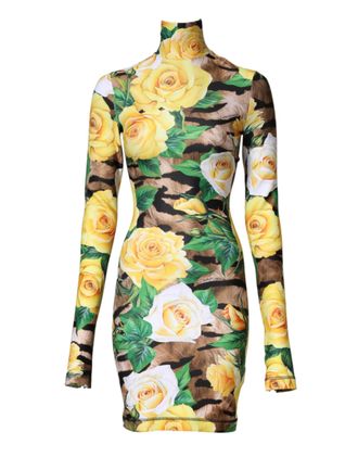 Dolce & Gabbana Womens Multicolor Floral Print Sheath Mini Dress 07+pl