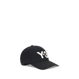 Yohji Yamamoto YKW9698BLACKBB Y-3 Logo Cotton Baseball Cap - Black