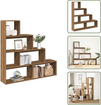 vidaXL Raumteiler-B&uuml;cherregal 4 Stufen Artisan-Eiche 143,5x29x143,5 cm - Raumteiler - Raumtrenner - B&uuml;cherregal - Raumteiler B&uuml;cherregal