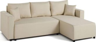 Best Mobilier Bestmobilier - Regala - 4-sitzer beidseitig montierbar - schlaffunktion und bettkasten - aus stoff - beige