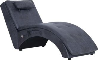 vidaXL Vidaxl - Massage Chaiselongue mit Kissen Grau Wildleder-Optik