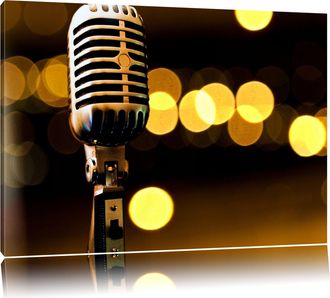 Pixxprint Altes Retro Mikrofon, Größe: 120x80cm, Leinwandbild, fertig gespannt, Wandbild, Dekoration, Kunstdruck, kein Poster