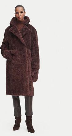 Rinascimento Rinascimento Kunstfellmantel CFC0127146003 Dunkelbraun Oversize
