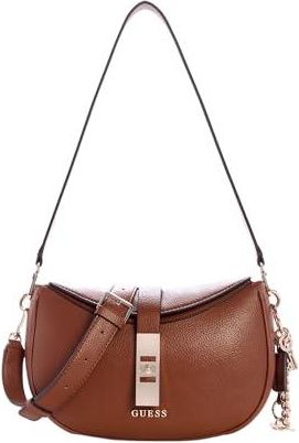 Guess Femme Brooke Shoulder Bag Sac &agrave; bandouli&egrave;re, Cognac, Taille Unique