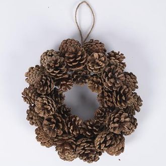 Villa D'Este Home Tivoli Rattankranz und Tannenzapfen Natur, braun, &Oslash;28x8cm, Xmas