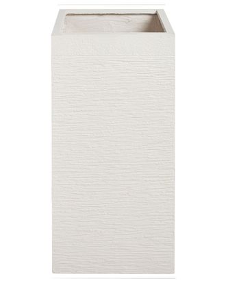 Beliani Blumentopf helles Beige quadratisch 33 x 33 cm mit Loch moderner Stil 70 cm DION