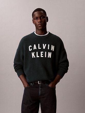 Calvin Klein L&auml;ssiger Pullover Mit Varsity-logo - Nearly Navy - Herren - XL